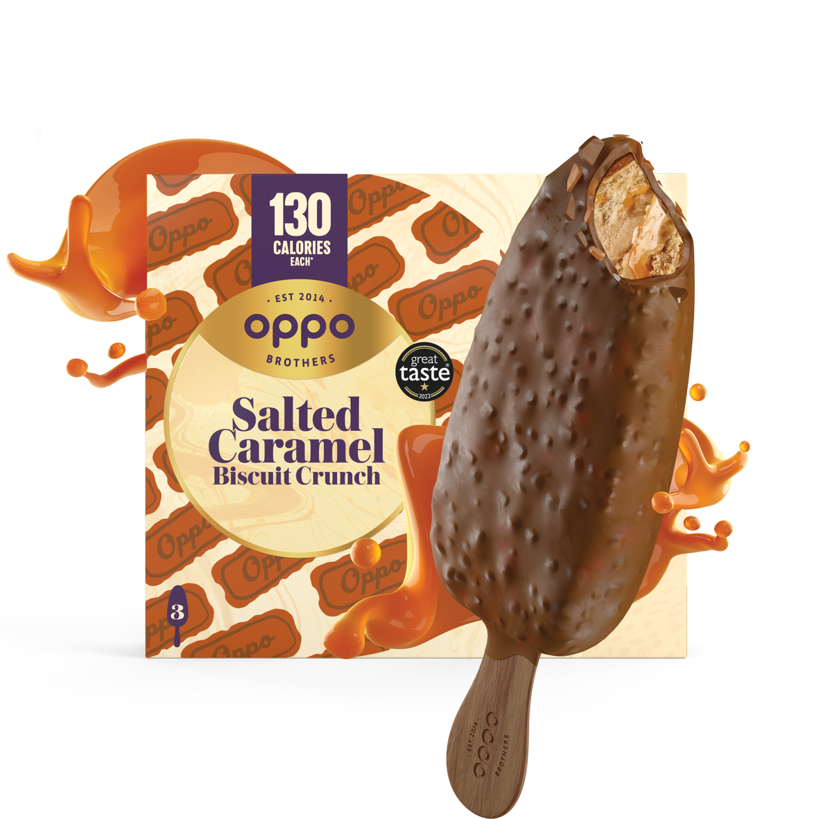 Salted Caramel Biscuit Crunch Ijssticks | Ijs | Oppo Brothers